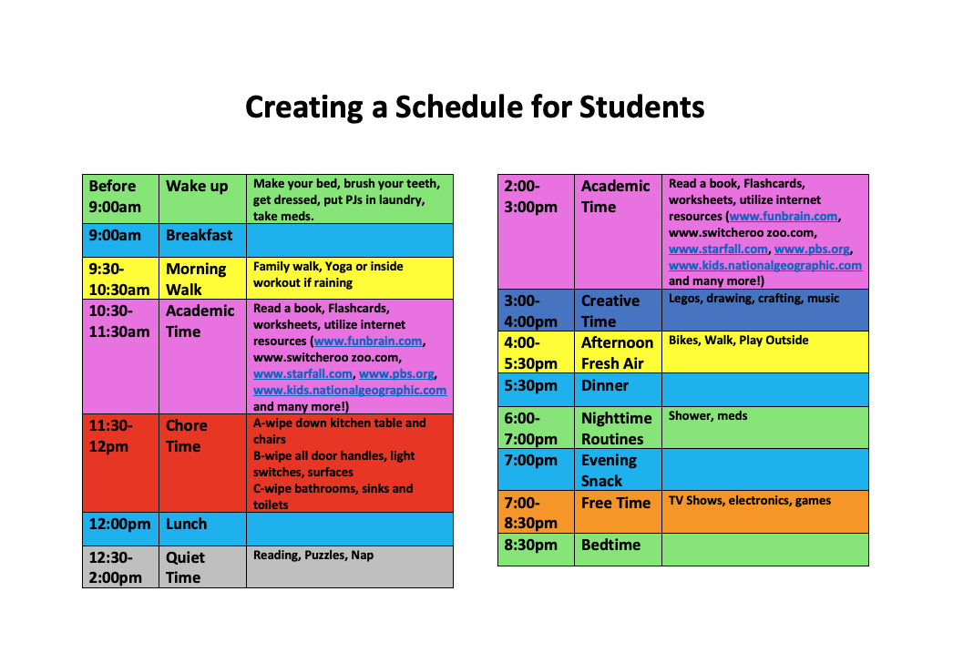 Creating structure for our students: schedules and routines - Latham ...